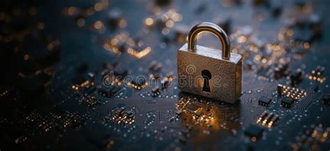 Digital Security Lock On Circuit Board Symbolizing Cybersecurity And Data Protection In