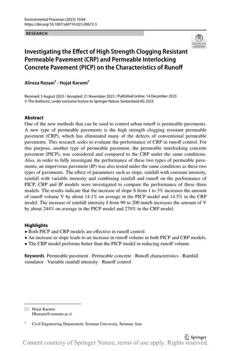 Investigating The Effect Of High Strength Clogging Resistant Permeable