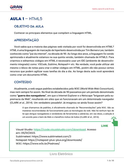 1 Apostila Html5 Pdf Html Html5