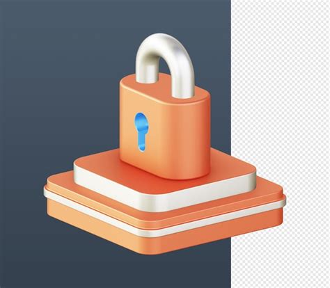 Premium Psd 3d Isometric Of Orange Security Padlock With Podium Icon For Ui Ux Web Mobile Apps