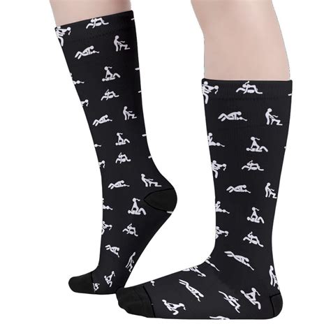 Sexual Positions Pattern Man Woman Stick People All Over Print Unisex Long Socks Color
