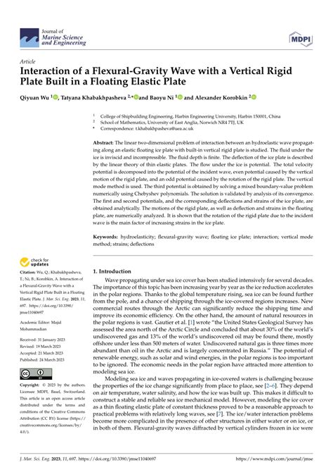Pdf Interaction Of A Flexural Gravity Wave With A Vertical Rigid Plate Built In A Floating