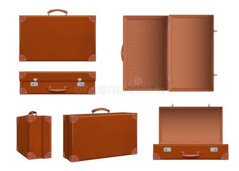 travel suitcase open and closed retro baggage leather suitcase decent