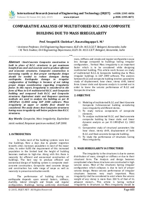 Pdf Irjet Comparative Analysis Of Multistoried Rcc And Composite