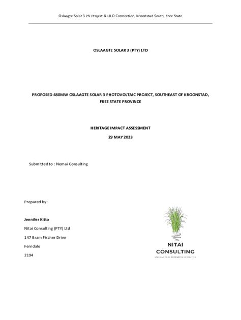 Fillable Online Oslaagte Solar 3 Pv Project And Lilo Connection