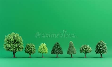 Diverse Tree Types Showcasing Various Shades Of Green Sizes And