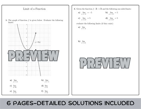 Limit Of A Function Worksheet With Solutions Teaching Resources