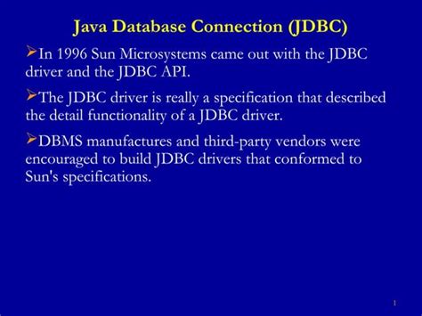 Java Database Connection Jdbc Ppt