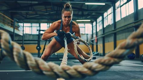 A Woman Is Pulling A Rope With A Rope Around Her Neck Premium Ai