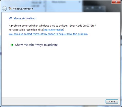 Windows A Problem Occured When Windows Tried To Active Error Code X F F