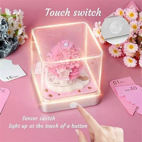 3d Notepad Desk Calendar With Lights 2024 Calendar Sakura Tree 3d Notepad Artopad Engraving