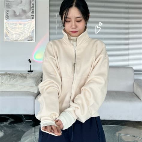 모래 기모 투웨이 카라 집업 [ivory] 위시버킷