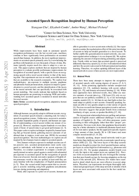 Pdf Accented Speech Recognition Inspired By Human Perception