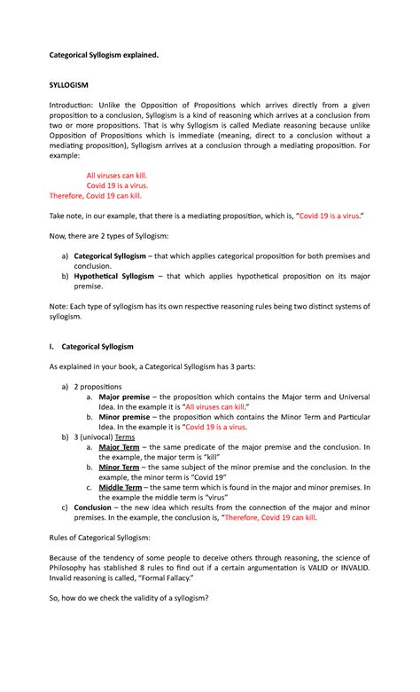 Categorical Syllogism Explained Categorical Syllogism Explained