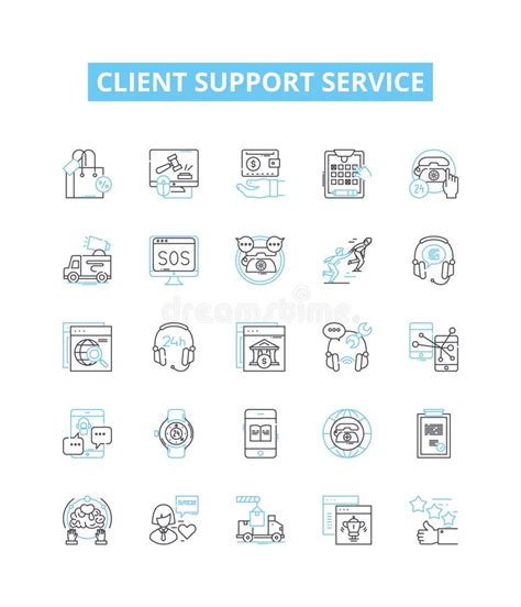 Client Support Service Vector Line Icons Set Helpdesk Service Support Client Assistance