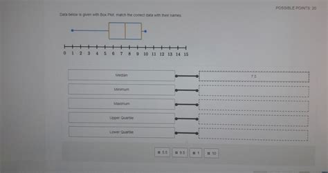 solved possible points 20 data below is given with box plot match