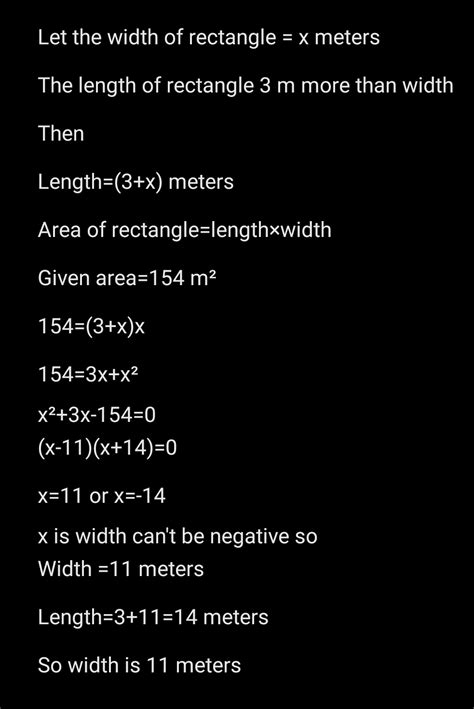 [solved] the length of a rectangle is 3 m longer than its width the