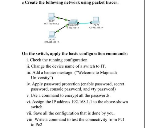 Solved C Create The Following Network Using Packet Tracer Chegg