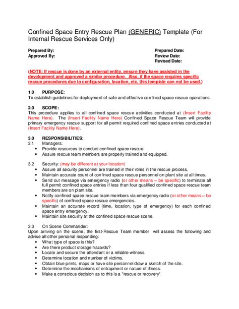 Rescue Plan Template