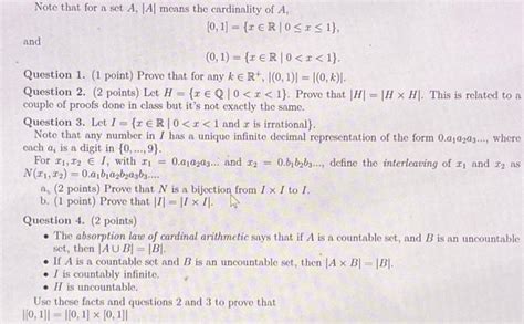 Solved Note That For A Set A∣a∣ Means The Cardinality Of A