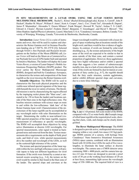 Pdf In Situ Measurements Of A Lunar Swirl Using The Lunar Vertex