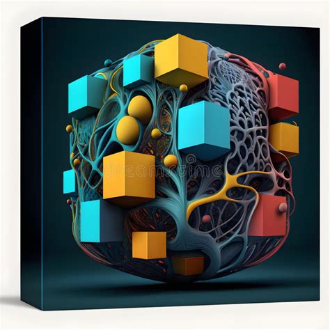 3d Model Of Neural Network In Trendy Colors Which Can Be Used For