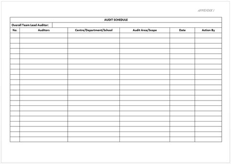 Appendix 1 Audit Schedule Centre For Quality Assurance