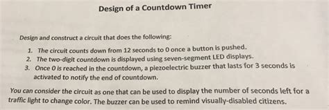 Solved Design Of A Countdown Timer Design And Construct A Chegg Com