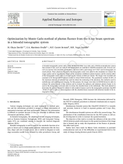 Pdf Optimization By Monte Carlo Method Of Photon Fluence From The X Ray Beam Spectrum In A