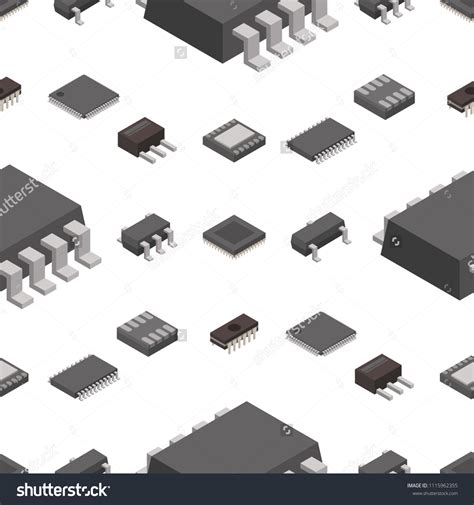 Microchip Computer Vector Isometric Chip Technology Stock Vector