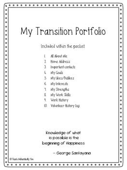 SPED Secondary Transition Portfolio By Teach Authentically You TpT