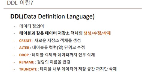 database ddl data definition language create alter drop rename 🍊