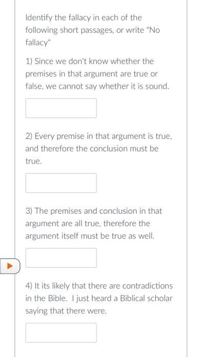 Identify The Fallacy In Each Of The Following Short