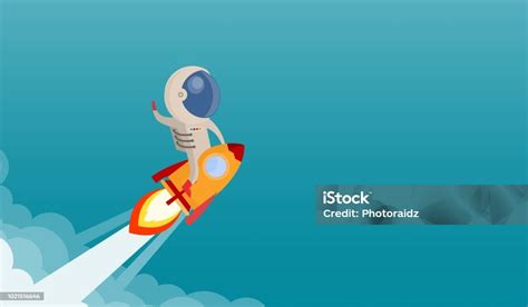 로켓을 타고 우주 비행사에 의해 달에 미국의 플래그와 공간으로 클라우드를 통해 연기 평면 디자인입니다 벡터 일러스트입니다 개념에 대한 스톡 벡터 아트 및 기타 이미지