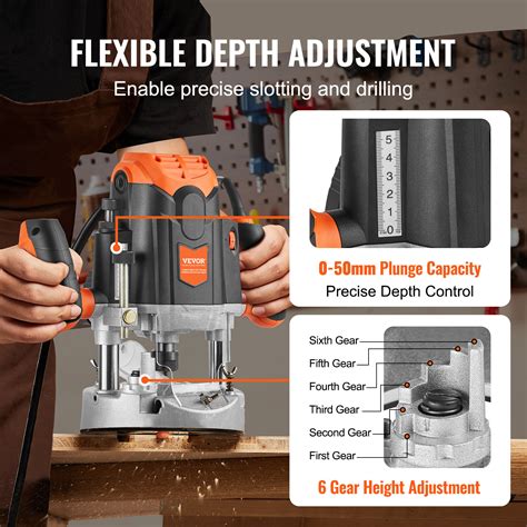 Vevor Plunge Router Variable Speed Plunge Base Router 3 1 4 Hp 12000 23000 Rpm 840349947464 Ebay