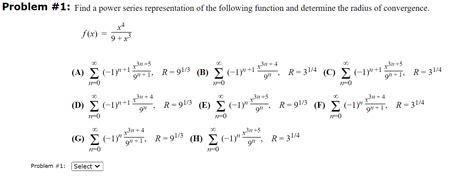 Solved Problem Find A Power Series Representation Of The Chegg Com