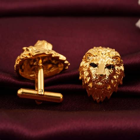 Gold Lion Head Cufflinks Bold Statement Jewelry For Men Etsy