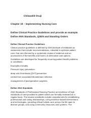 CHAPTER 19 Implementing Nursing Care PRESENTATION Docx Chikaodili Osuji Chapter 19