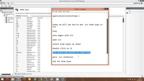 Adding Svc Extension Mime Type To Iis Youtube