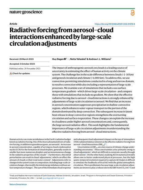 Pdf Radiative Forcing From Aerosolcloud Interactions Enhanced By Large Scale Circulation