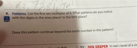 solved 9 patterns list the first ten multiples of 9 what patterns do