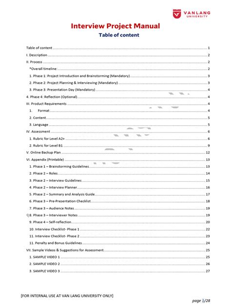 Anh Văn 3 4 Updated Pba Manual Interview Project Pdf Body Language Interview