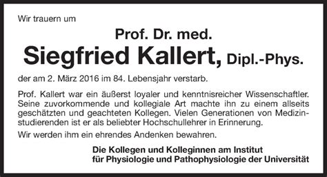 Traueranzeigen Von Siegfried Kallert Trauernnde