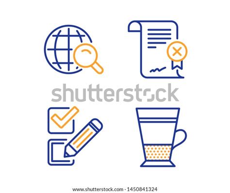 Reject Certificate Checkbox Internet Search Icons Stock Vector Royalty Free 1450841324