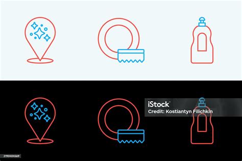 세트 라인 식기 세척 액체 병 가정 청소 서비스 및 설거지 아이콘 벡터 가사 집안일에 대한 스톡 벡터 아트 및 기타 이미지 가사 집안일 가정 생활 가정 주방 Istock