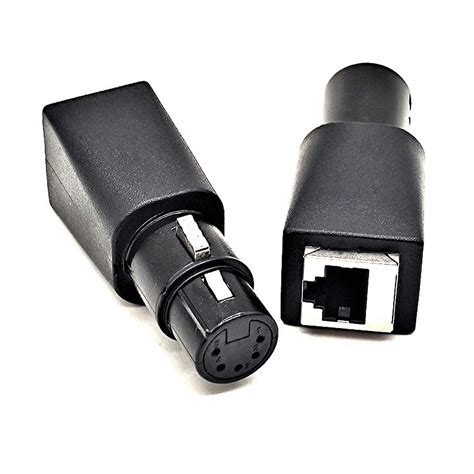 1pair Dmx To Rj45 Connector Rj45 Ethernet To 5 Pin Xlr Dmx Female And Male Adapter For Audio Video