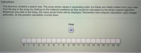 Solved The Blue Box Contains A Search Key The Array Stores