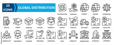 Global Distribution Icon Collection Set Containing Global Distribution