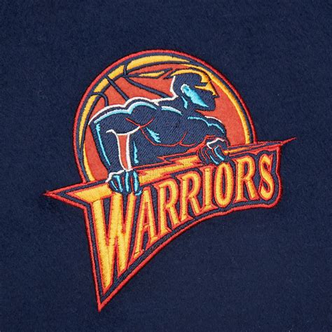 Navy Blue Golden State Warriors Team History Vintage Logo Varsity Jacket