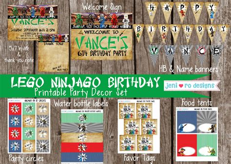 Lego Ninjago Birthday Party Printable Set • Jeni Ro Designs